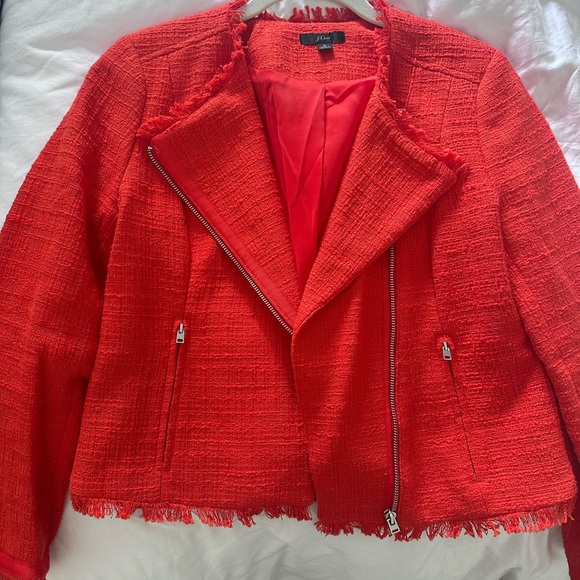 J. Crew | Jackets & Coats | New Jcrew Tweed Motto Jacket With Fringe ...